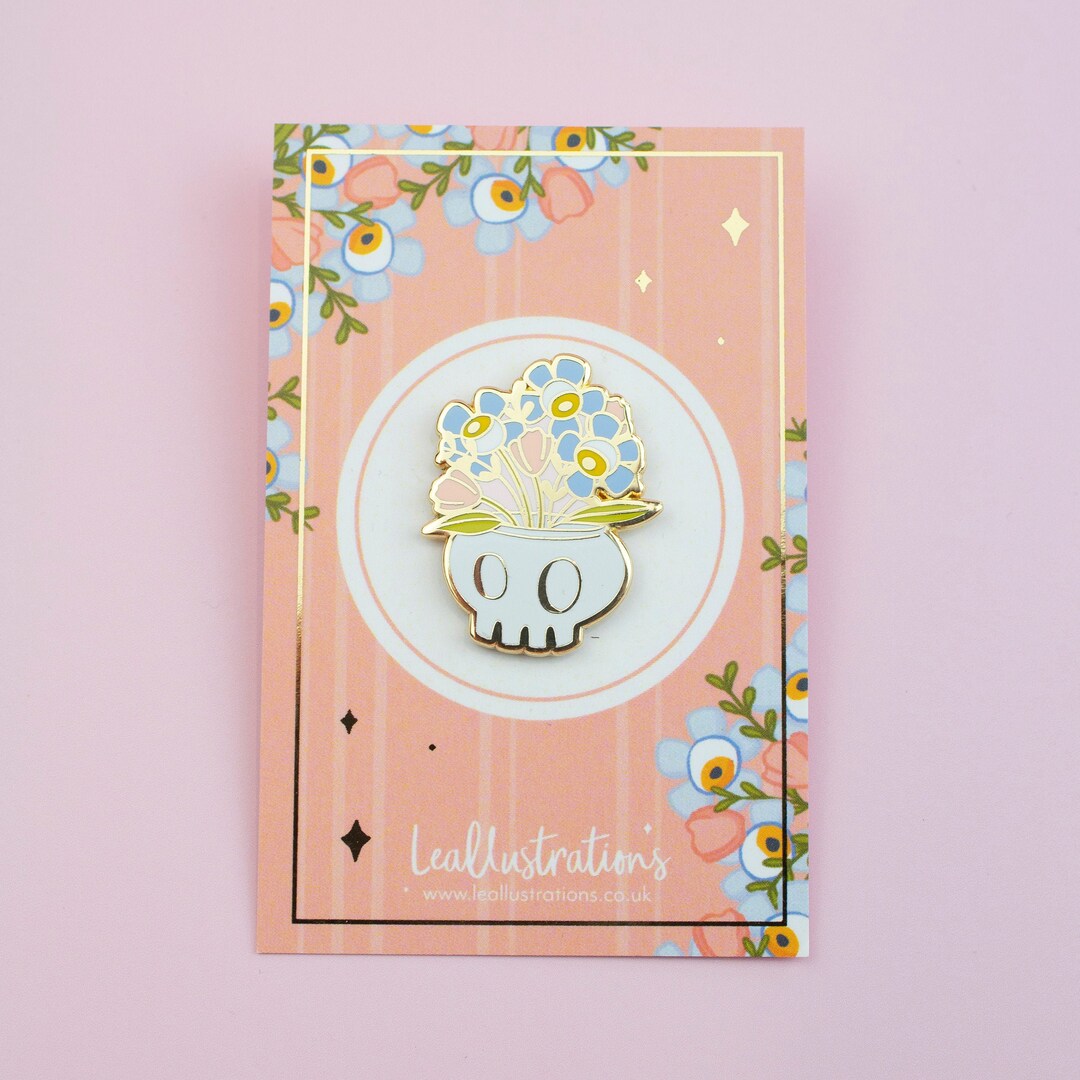 Floral Skull Enamel Pin Creepy Cute, Accessories, Badge, Gifts for Her ...
