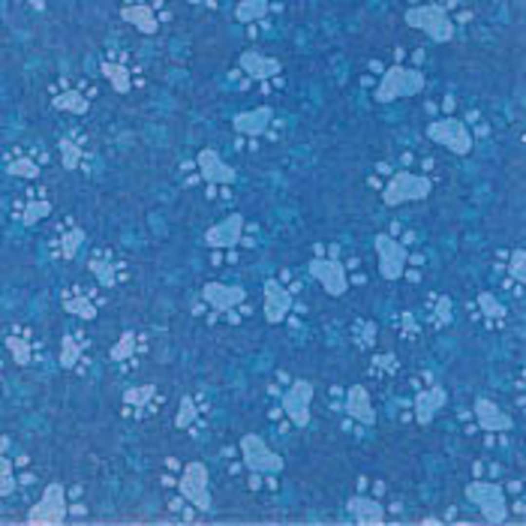Paw Prints on Blue Fabric-light Blue Paws on Blue - Etsy