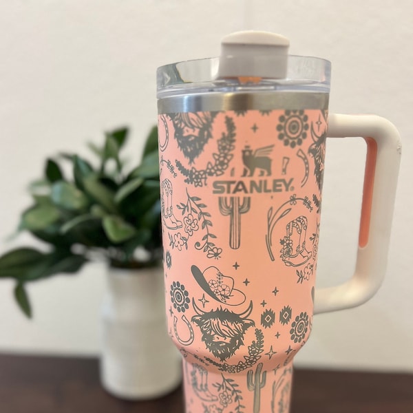 Western Engraved Tumbler With Handle Etsy