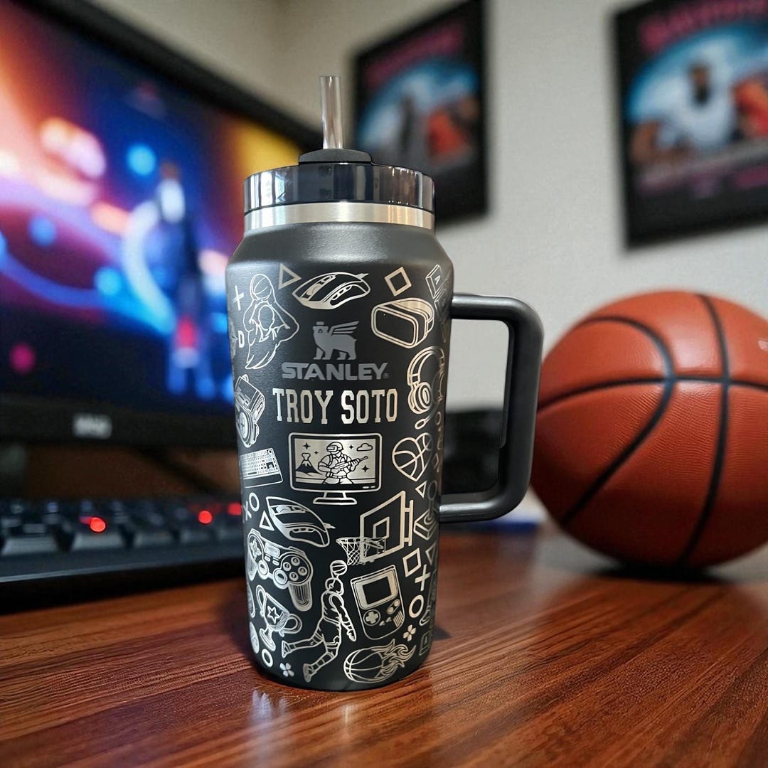 Gamer/ Basketball Stanley Quencher: 64 Oz Laser Engraved Tumbler - Etsy