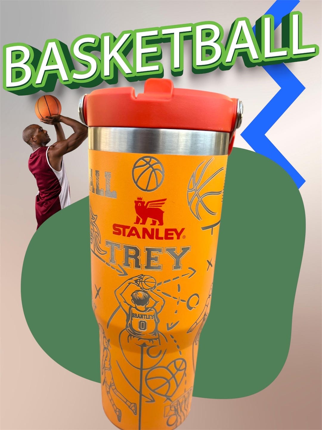 Laser Engraved Basketball Stanley Iceflow Tumbler - 30 Oz Flipstraw - Etsy