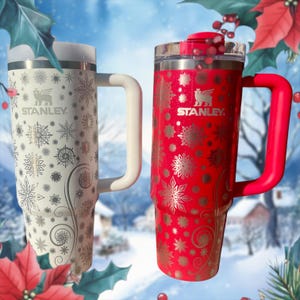 SNOWFLAKE -30 OZ Stanley H2.0 Quencher Tumbler With Handle-full Wrap ...