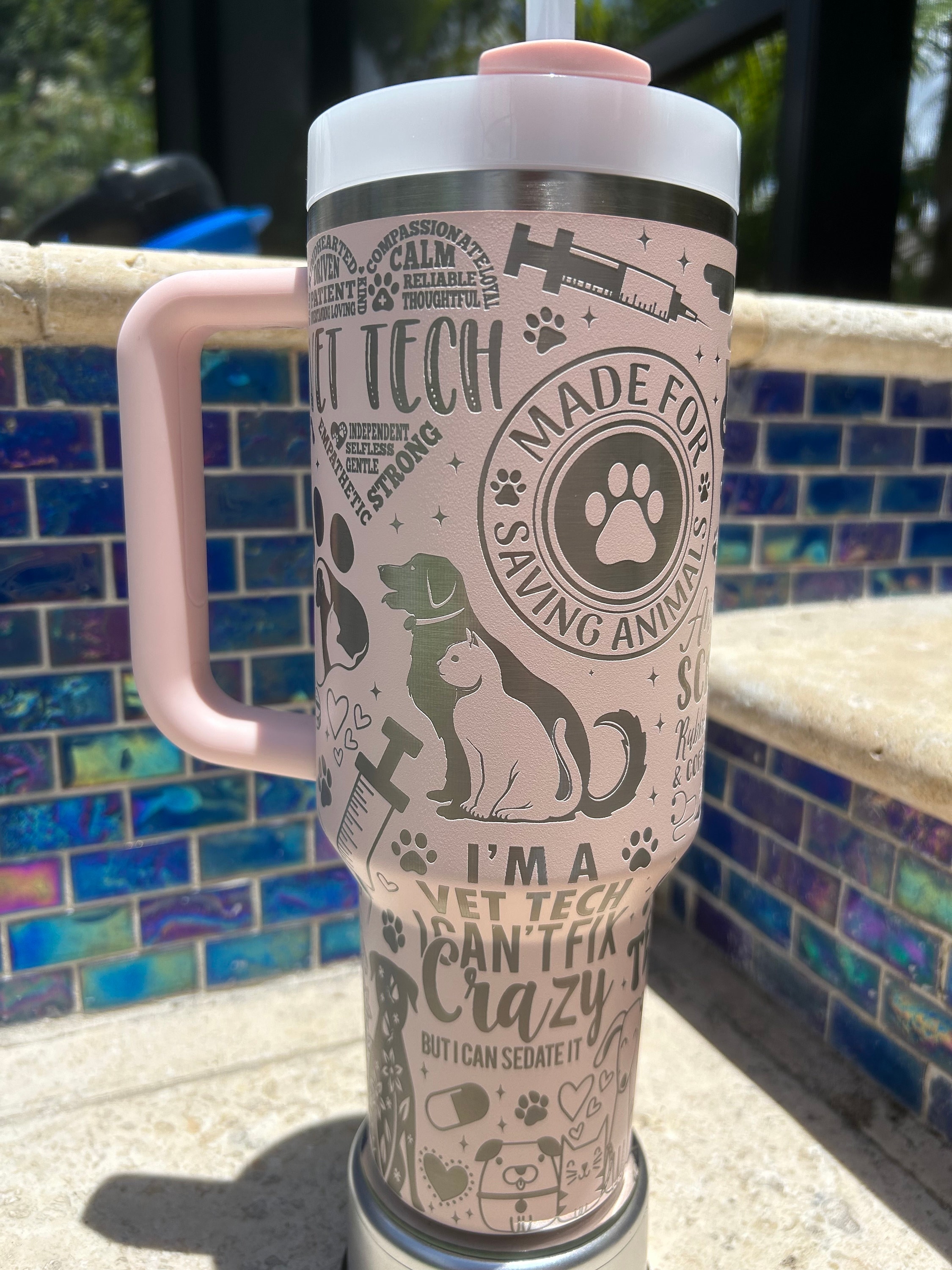 Vet Tech -40 Oz Stanley or Unbranded Quencher H2.0 Travel Tumbler/cup ...
