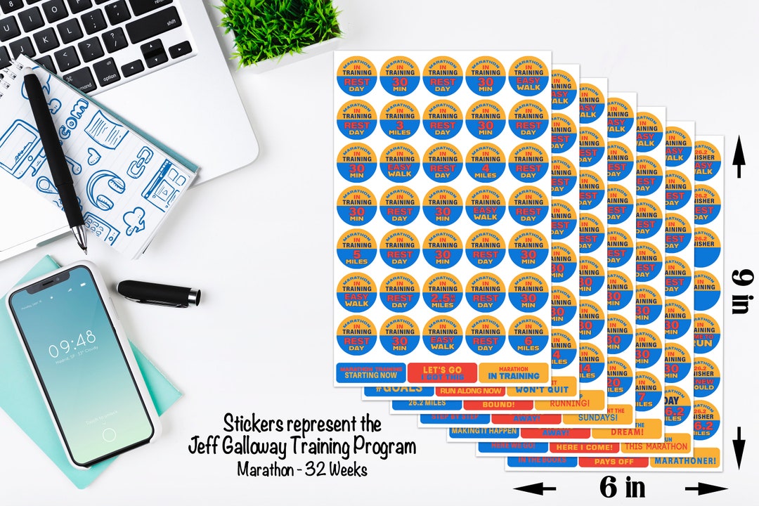 Marathon Training Planner Stickers Sheets Jeff Galloway 32-week ...