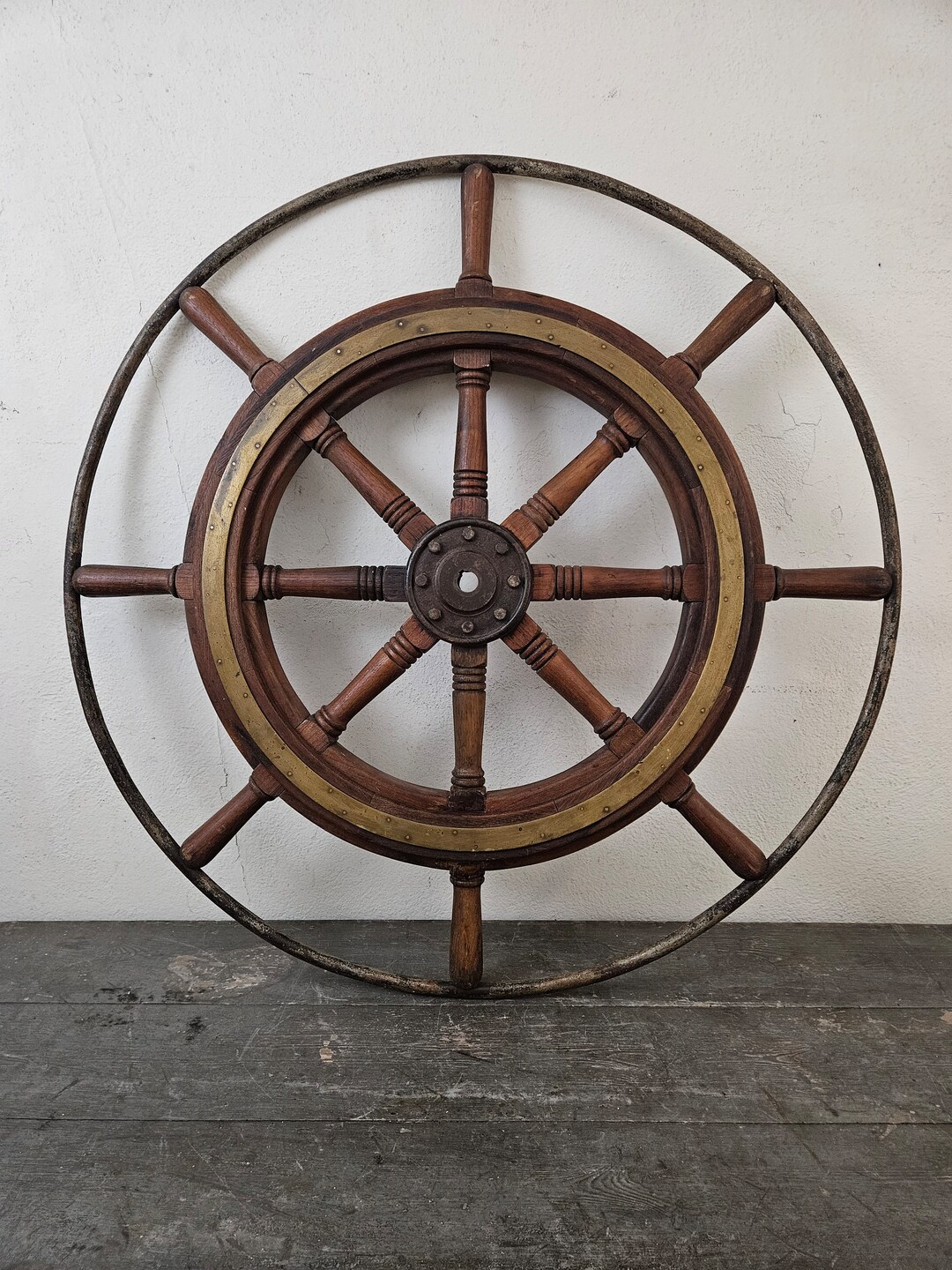 Old Large Boat Wheel Helm Marine Antiques - Etsy