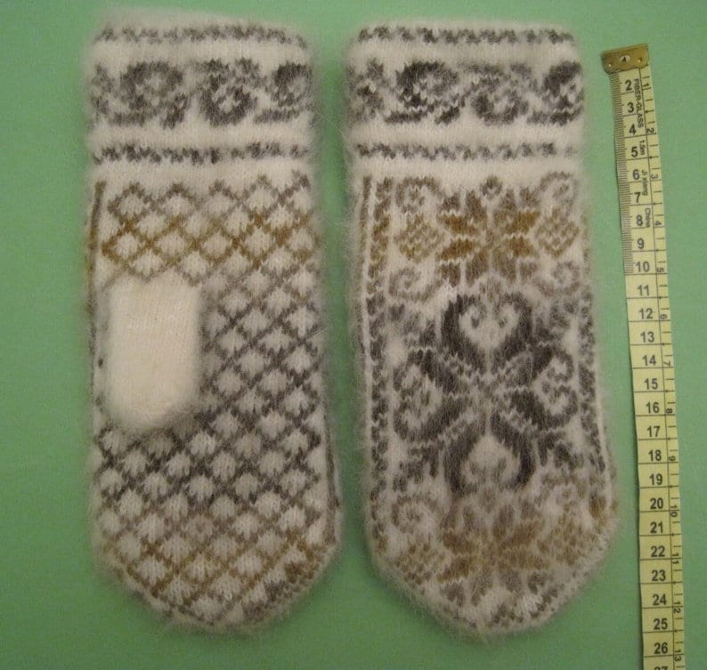Traditional Selbu Norway Rose 3 Color Ornament Nordic Mittens Knit and ...