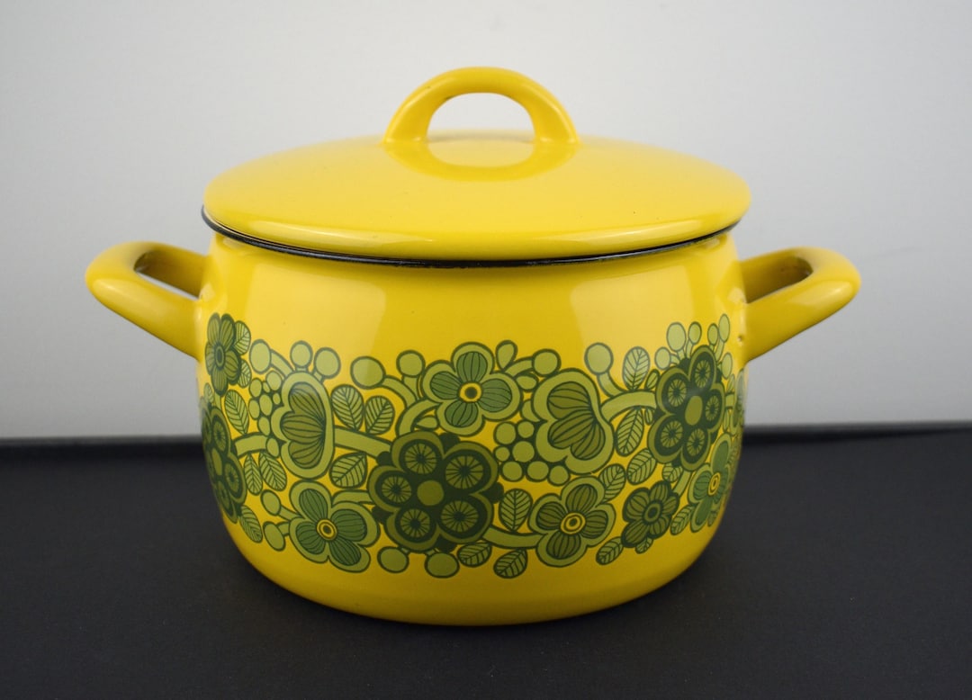 Vintage Arabia Finel Kalas Primavera Enamel Casserole Pot With Lid ...