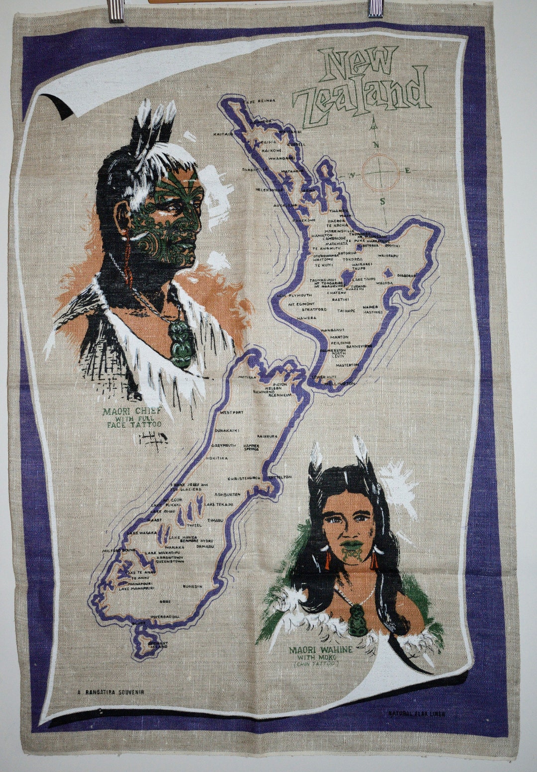 Maori Chief With Face Tattoo & Maori Wahine With Moko Tea Towel - New ...
