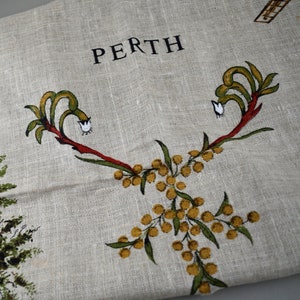Vintage Perth Western Australia Souvenir Supper Cloth Landmarks of WA ...