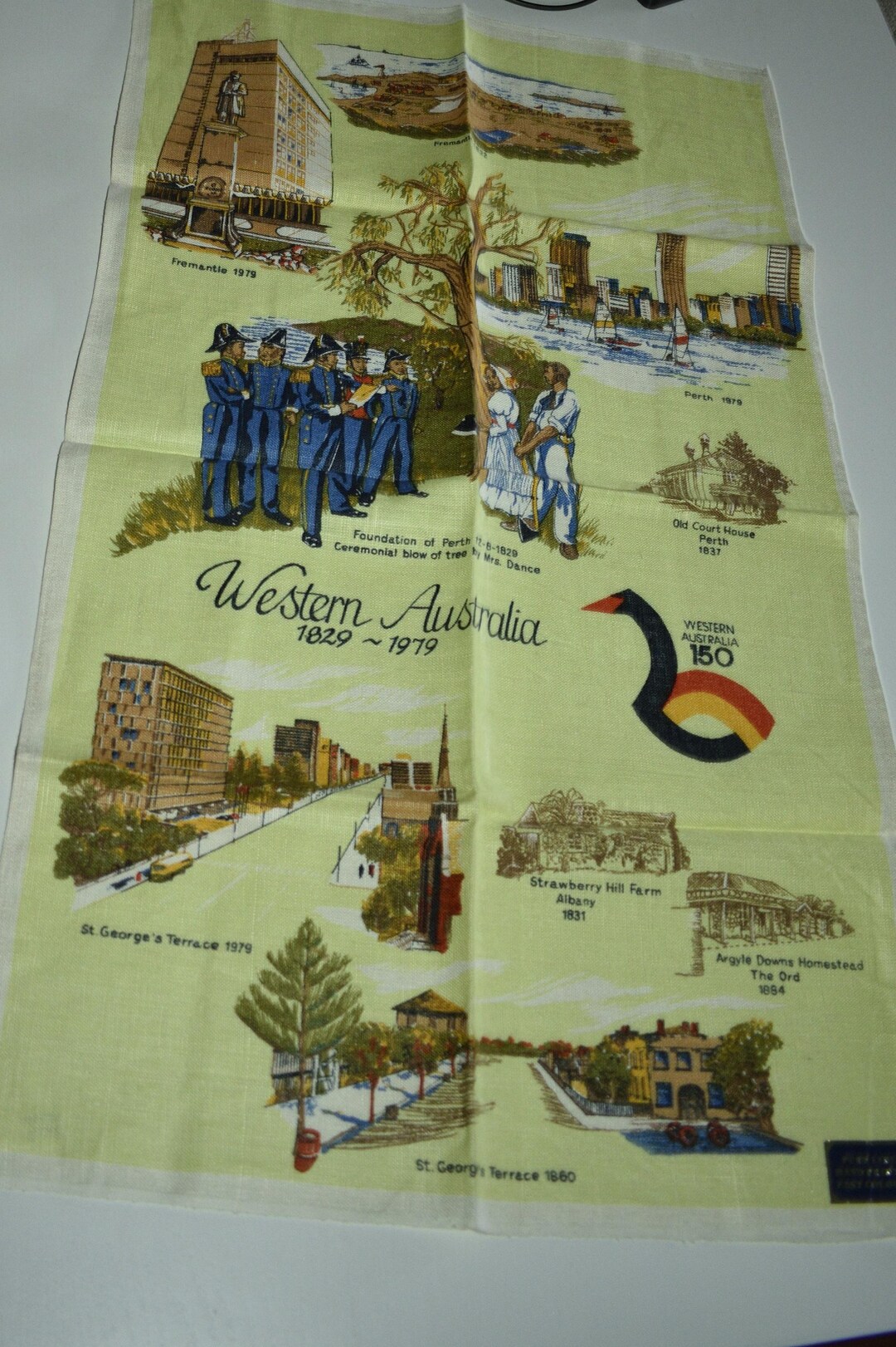 Vintage Western Australia 150th Anniversary 1979 Tea Towel - Perth City ...