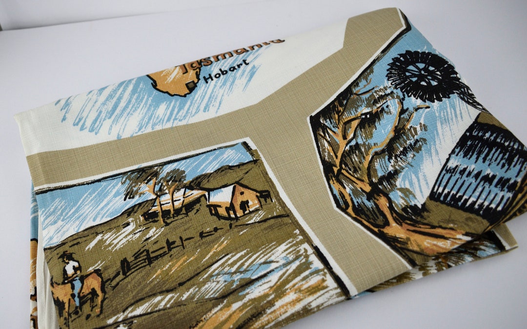 Australian Outback Map Tablecloth Vintage Drover Stockman Cattle ...