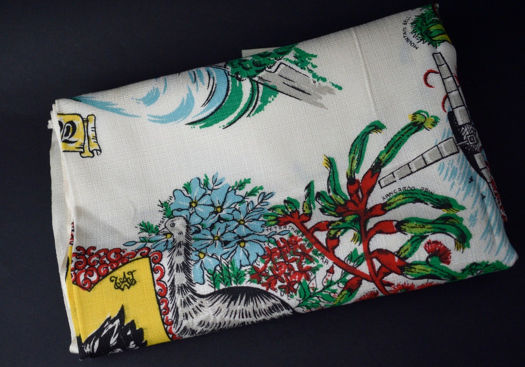 Vintage Perth Western Australia Souvenir Supper Cloth Mid Century ...