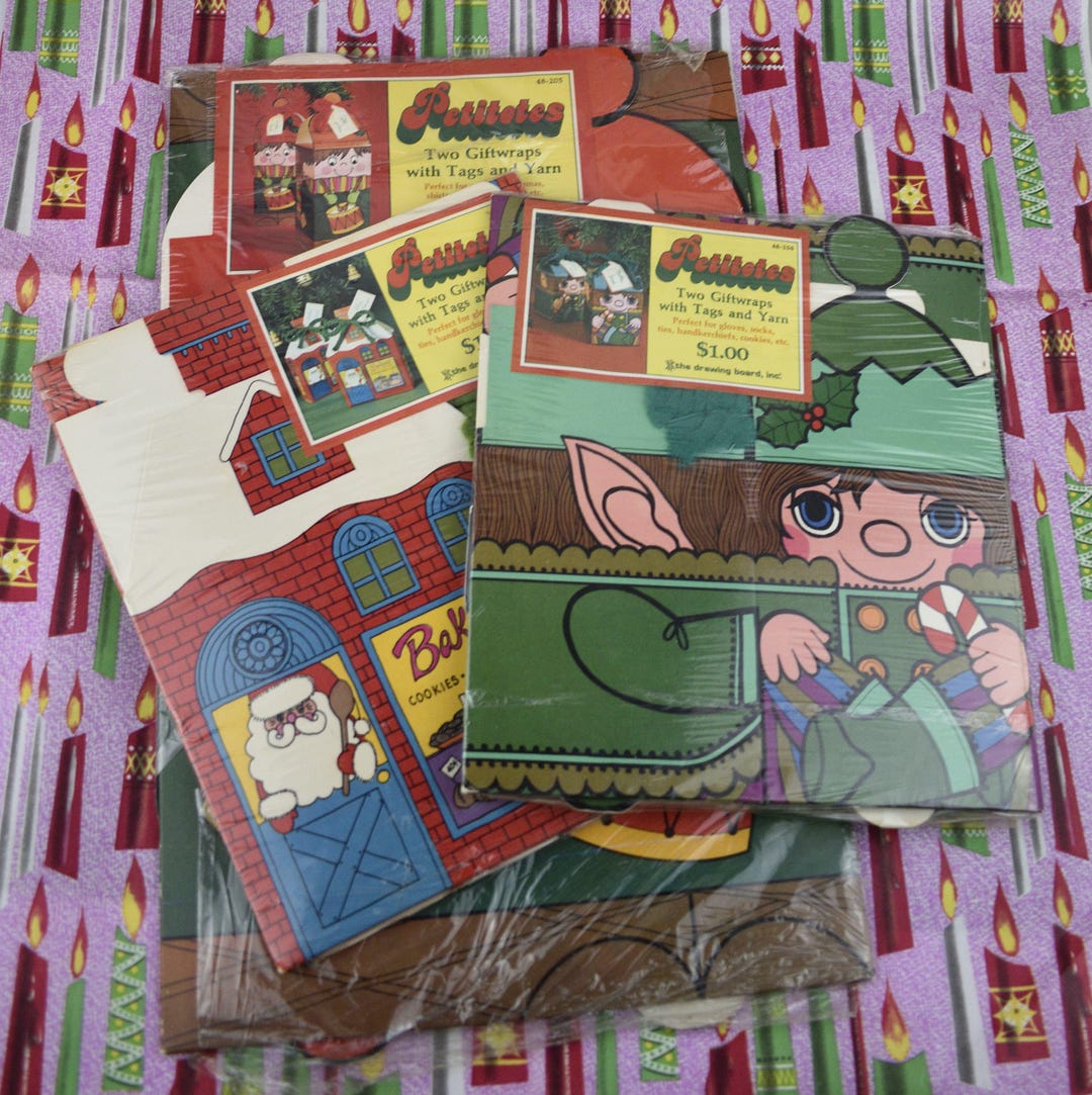 Vintage Christmas Santa Elf Cardboard Gift Boxes Vintage Petitotes ...