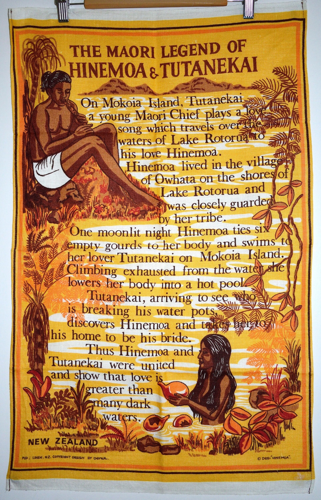 The Maori Legend of Hinemoa and Tutanekai Souvenir Tea Towel - Etsy