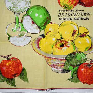 Vintage Apples Tea Towel Retro Apple Snow Recipe Dish Cloth Granny ...