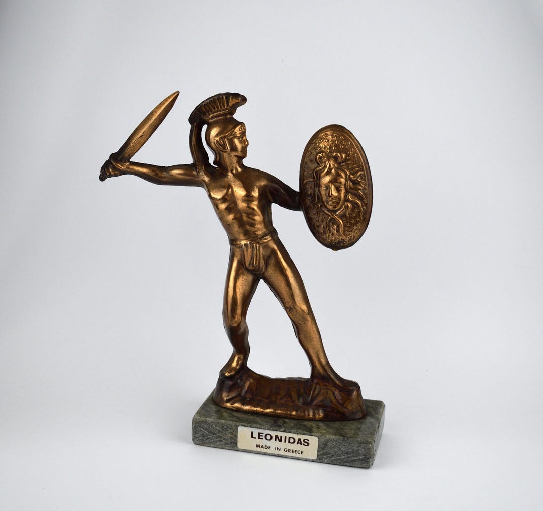 Vintage Leonidas of Sparta Copper Colour Statue With Sword & Medusa ...
