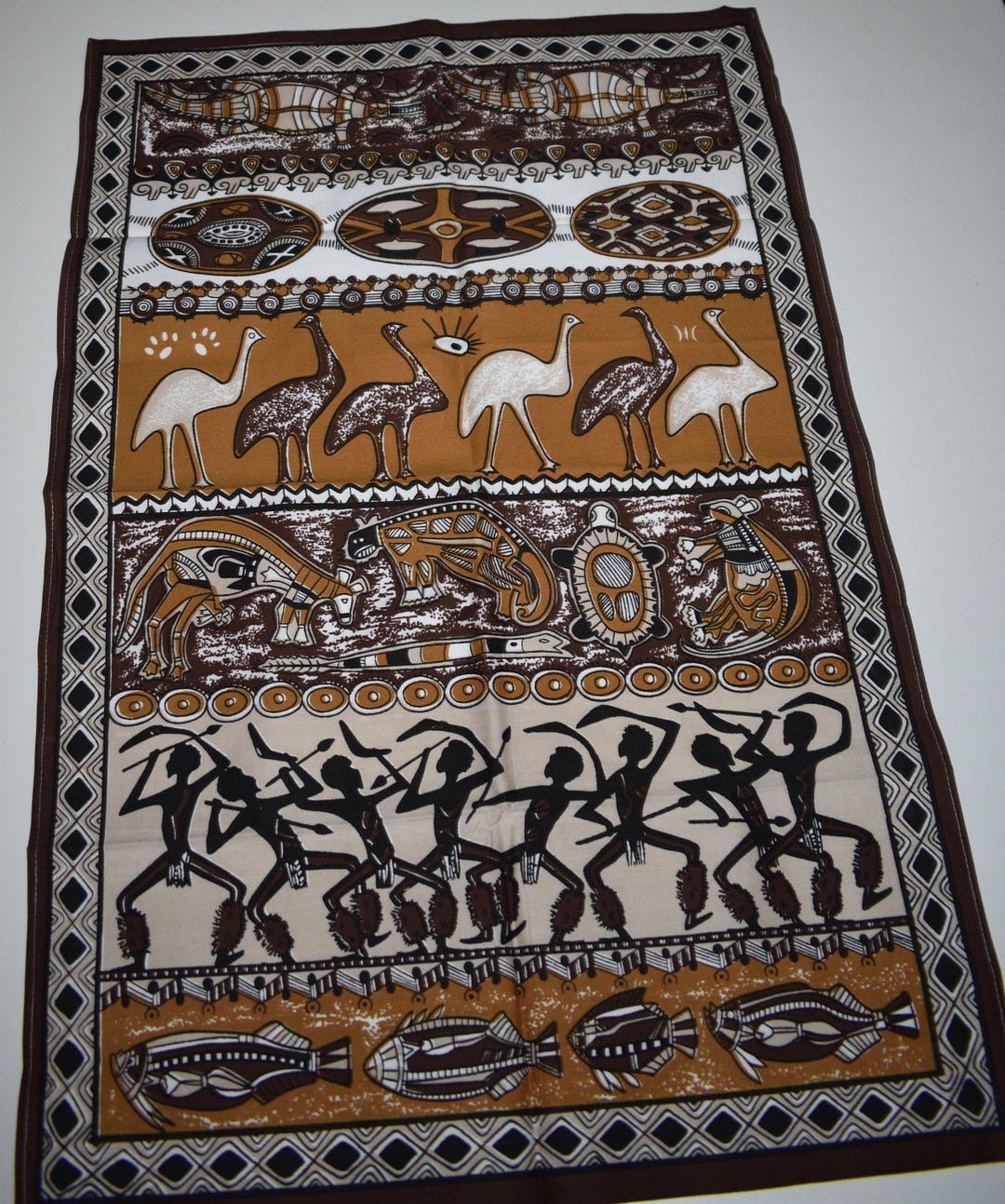 Vintage Indigenous Australia Tribal Tea Towel - Aboriginal Art Rock ...