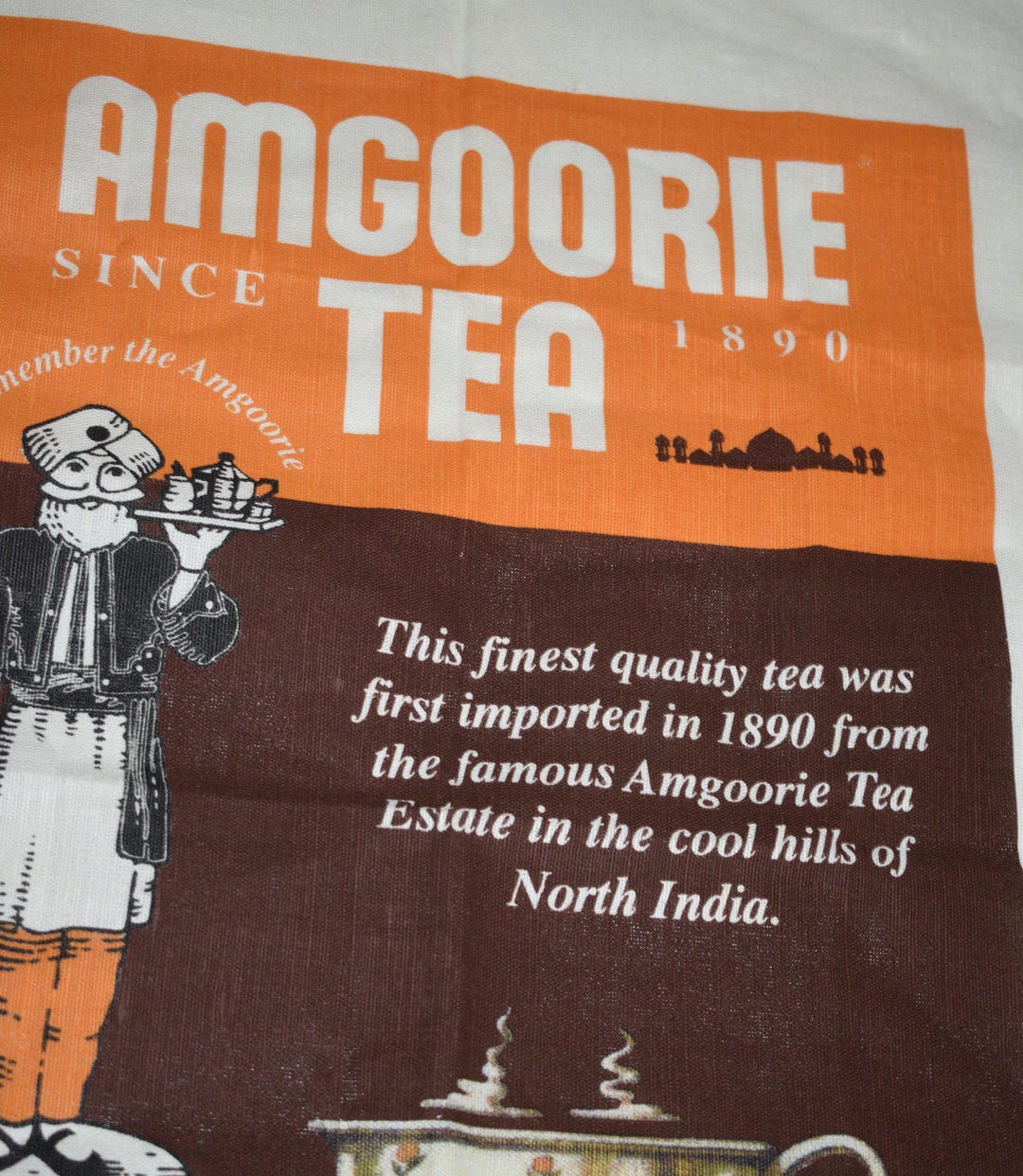 Vintage Remember the Amgoorie Tea Tea Towel Advertising North India Tea ...