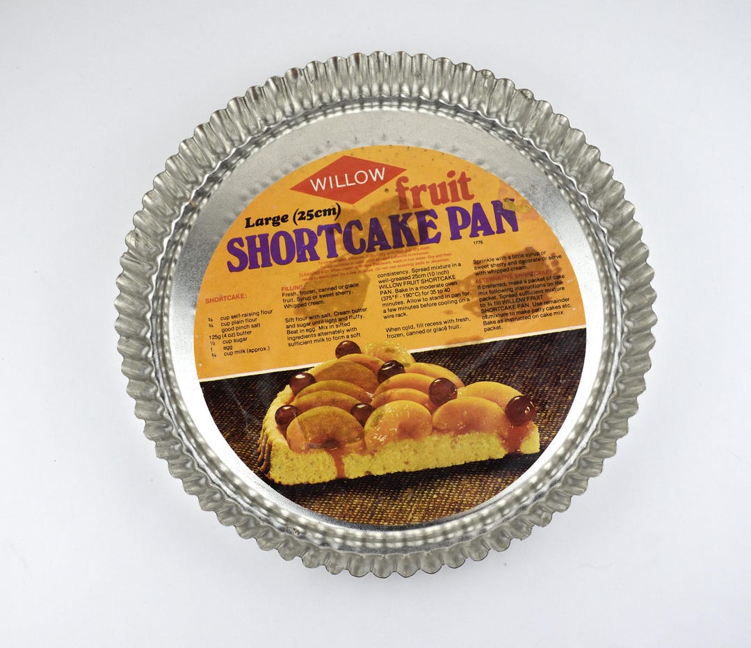 Vintage Willow Shortcake Metal Baking Pan - Fruit Flan Cake Tin 25 Cm ...