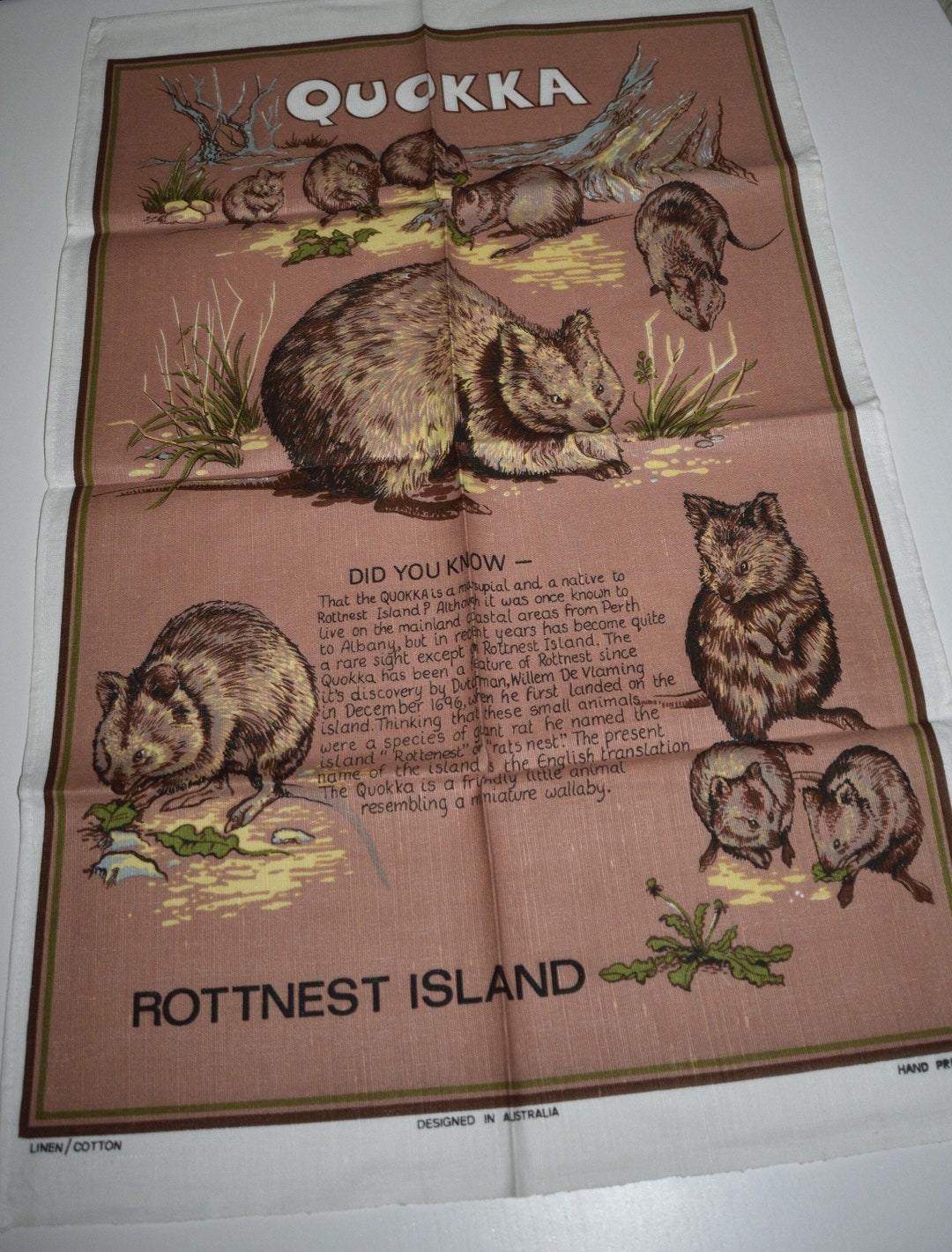 Vintage Quokka Tea Towel Rottnest Island Western Australia Native ...
