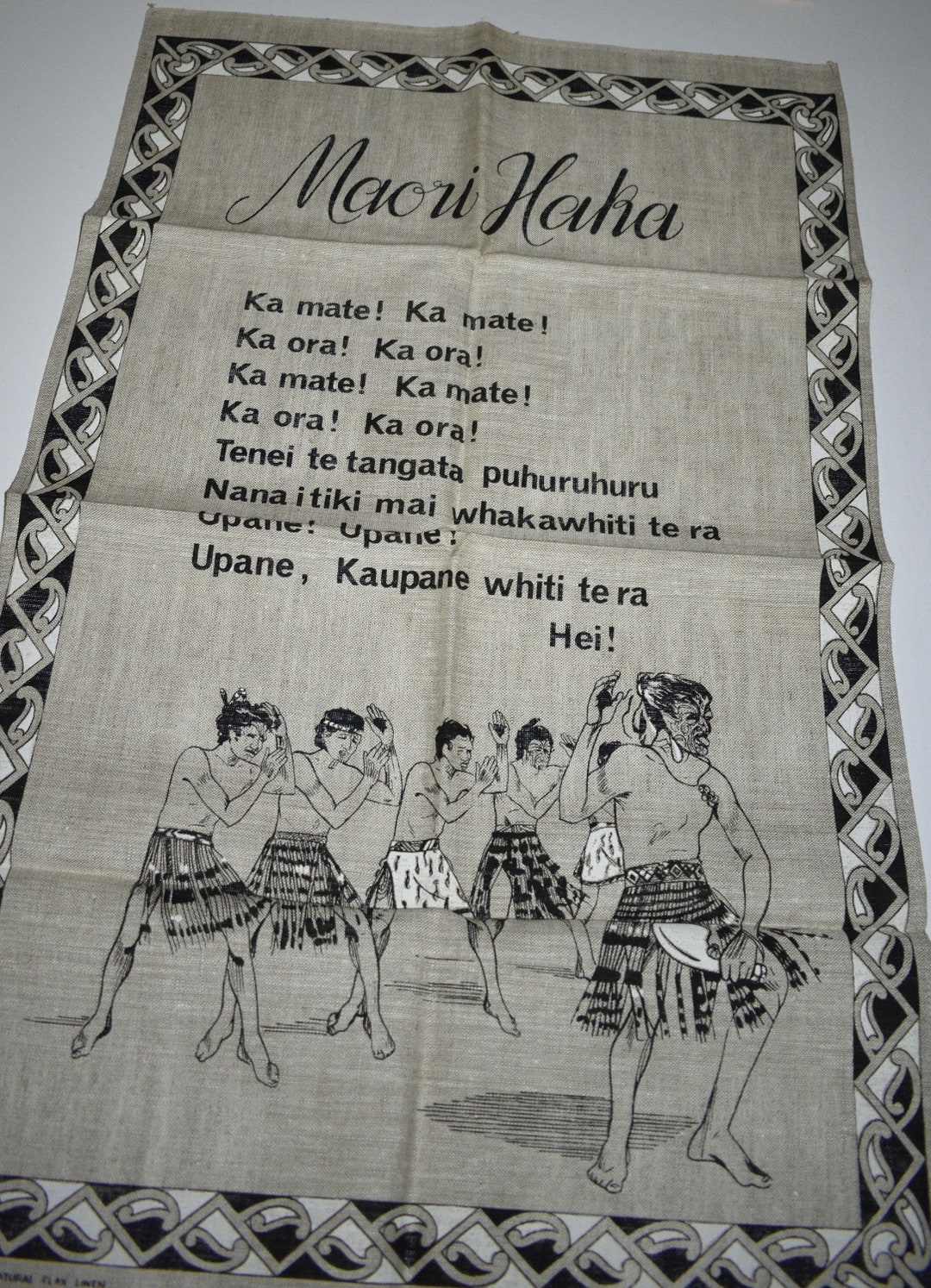 Vintage Maori Haka Tea Towel Traditional New Zealand Ceremonial Dance ...