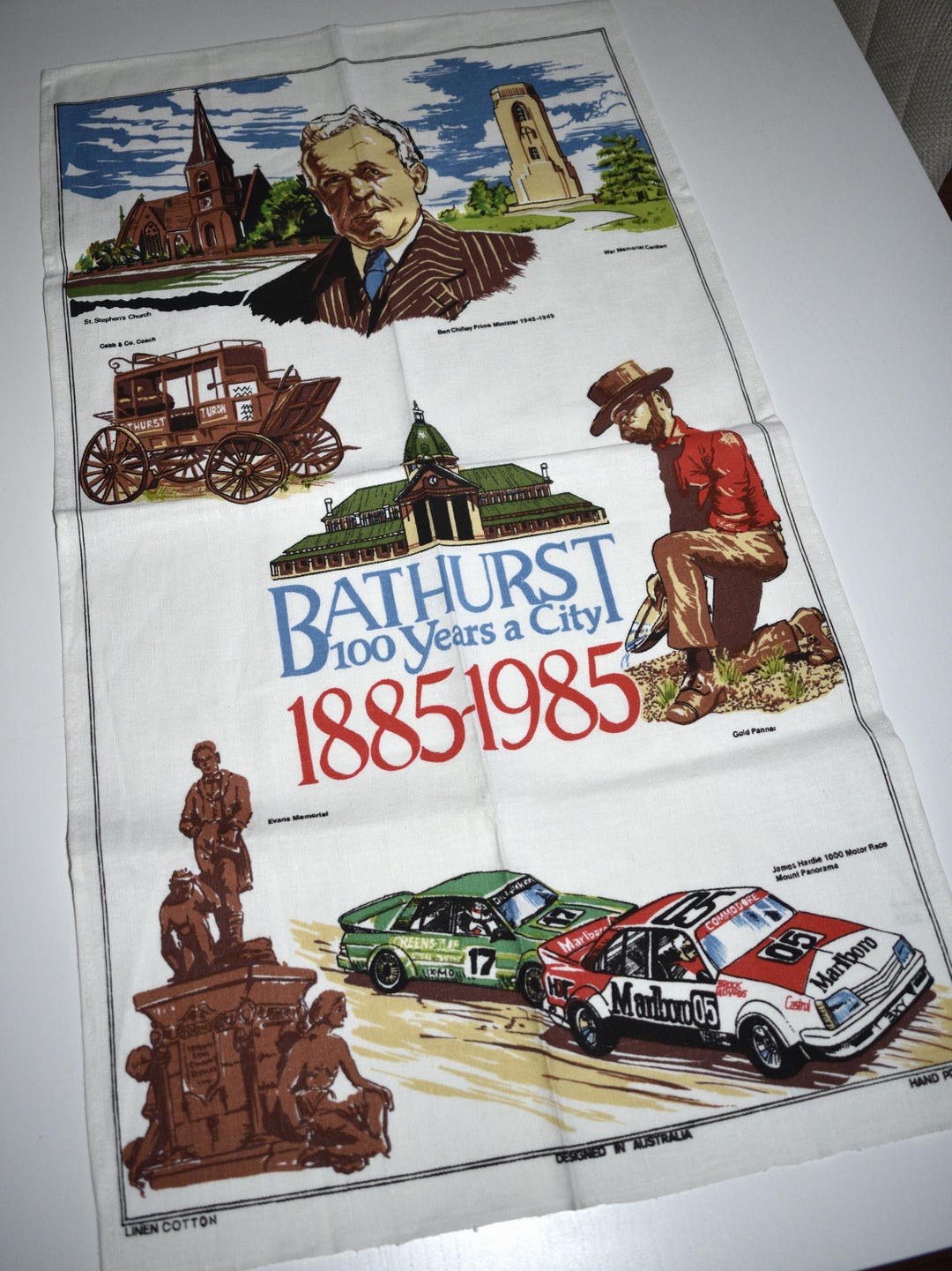 Vintage Bathurst 1985 100 Years Tea Towel - Bathurst 1000 Motor Race ...