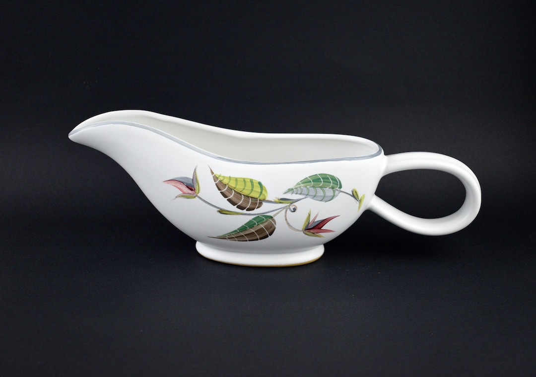 Denby Spring Gravy Boat Vintage Mid Century Floral Pottery Custard Jug ...