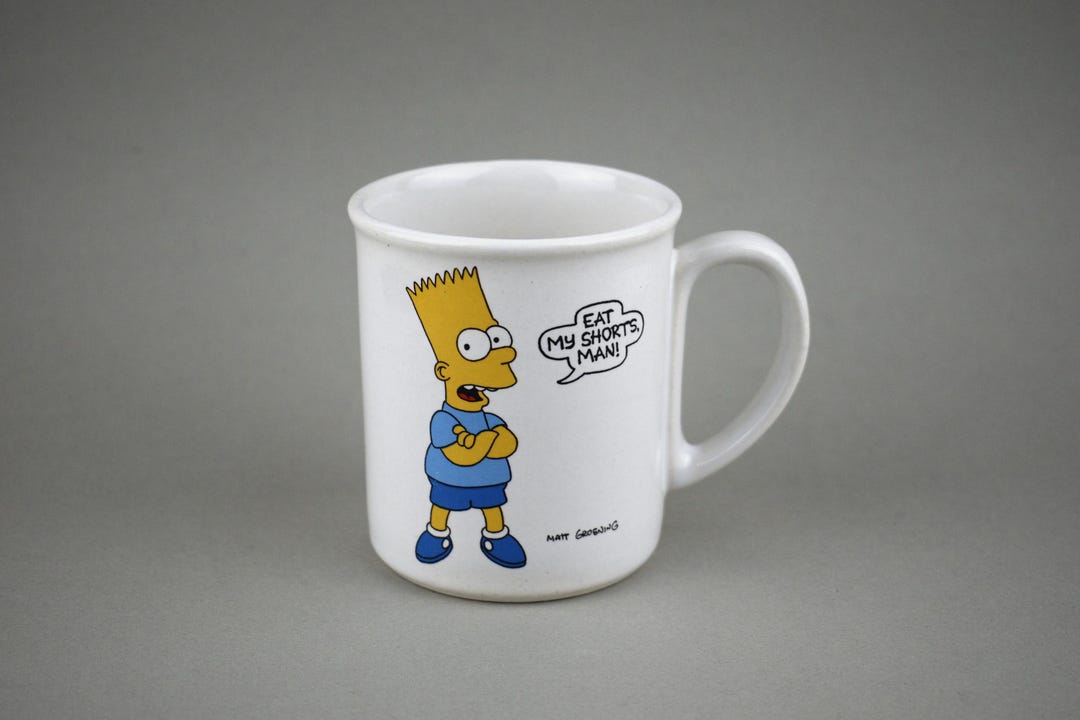 Vintage Bart Simpson Eat My Shorts Man! Mug - Metro the Simpsons 1991 ...