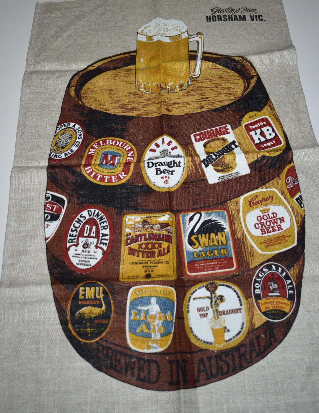 Vintage Australian Beers Lager Ale Draught Tea Towel Brewed in ...