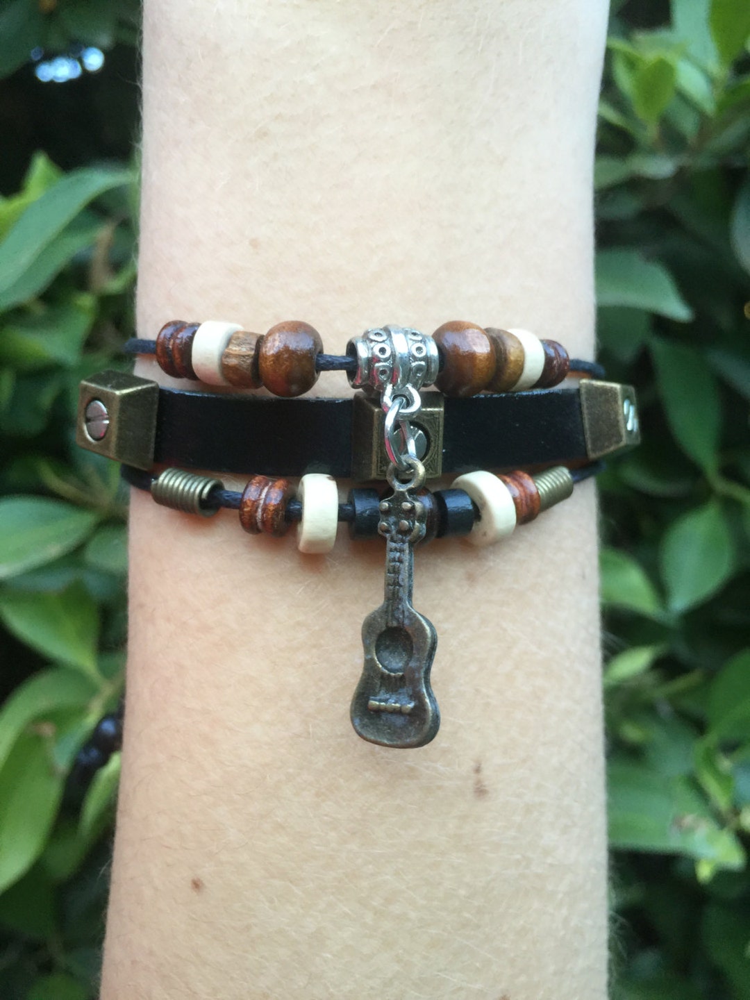 Mens Leather Bracelet - Boyfriend Gift - Teen Charm Bracelet - Teen Boy ...