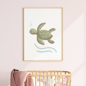 Turtle Nursery Decor Ocean Sea Turtle Print Neutral Ocean Girl Nursery ...