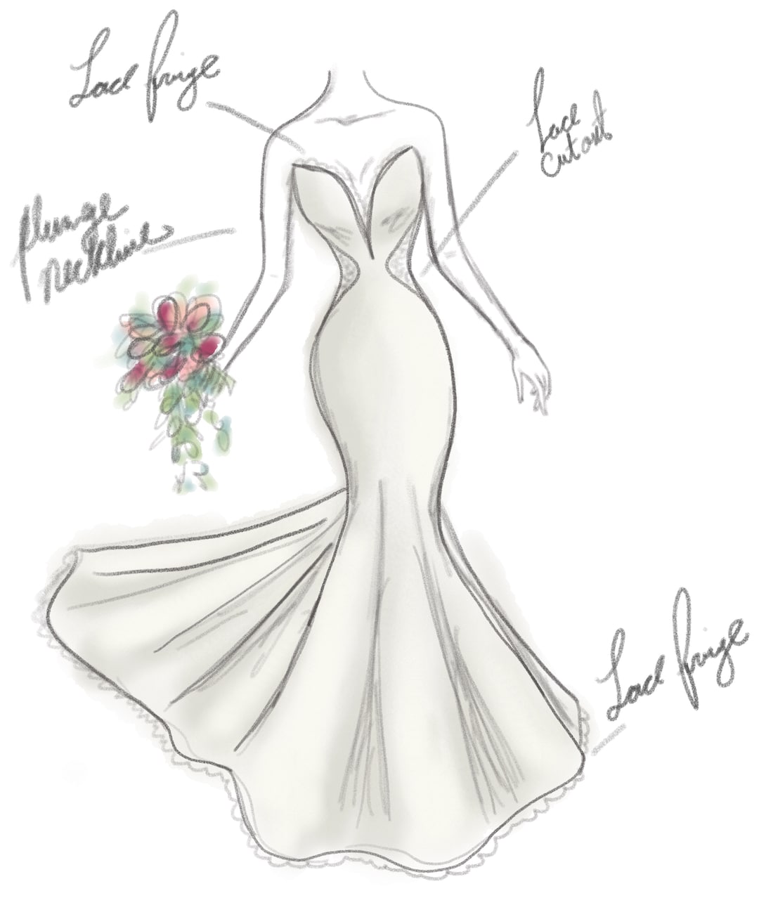 Custom Wedding Dress Sketch Bridal Gown Design Wedding Dress Wall Art ...