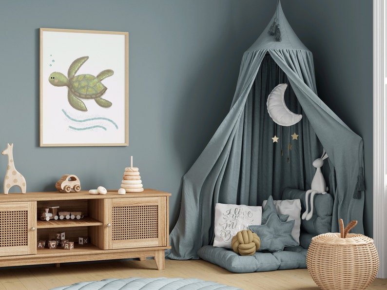 Turtle Nursery Decor Ocean Sea Turtle Print Neutral Ocean Girl Nursery ...