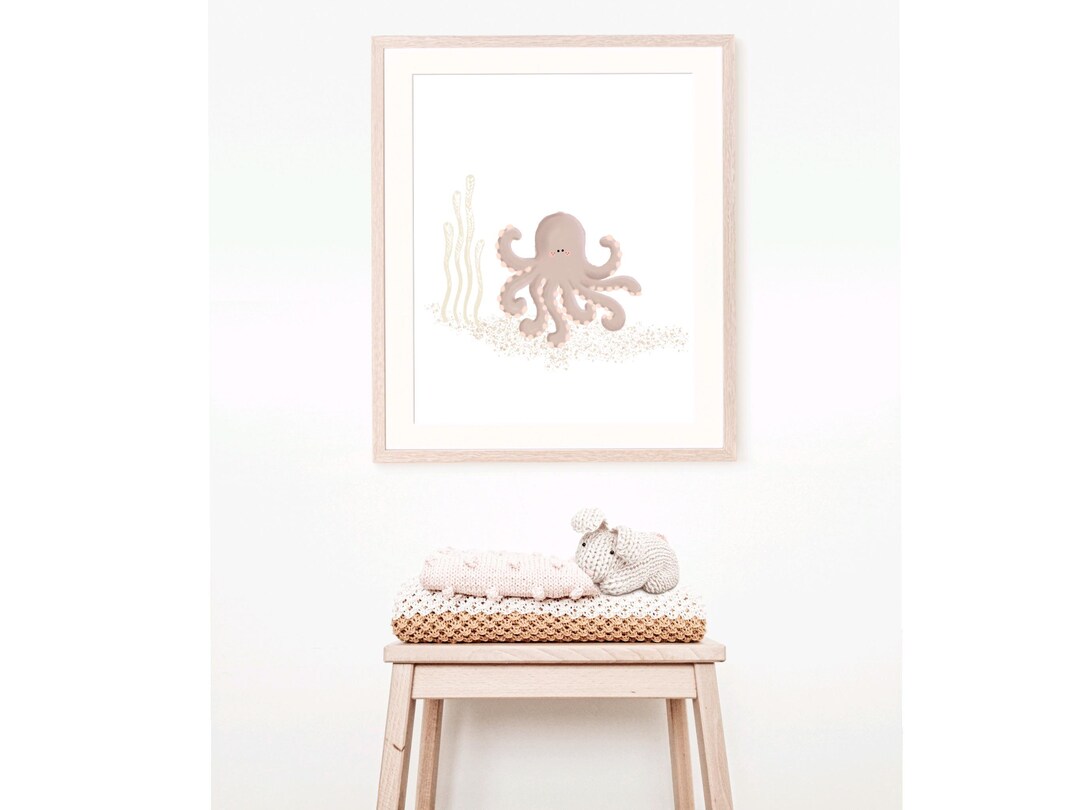 Ocean Nursery Wall Art Octopus Nursery Decor Pink Ocean Nursery Deco ...
