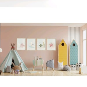 Ocean Nursery Decor Nautical Nursery Wall Art Set Beach Baby Room Under ...