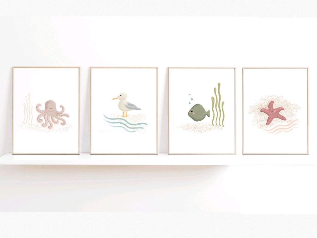 PRINTABLE Baby Ocean Theme Print Set Nursery Prints Ocean Baby Room ...