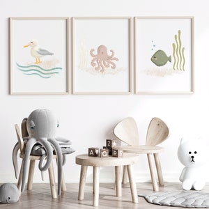 PRINTABLE Baby Ocean Theme Print Set Nursery Prints Ocean Baby Room ...