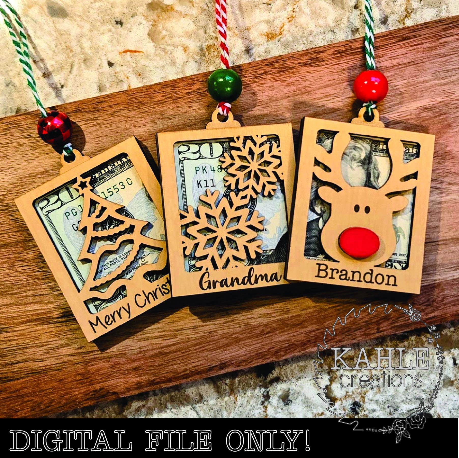 Cash Money Holder Ornament Laser Engraver FILE - SVG DXF Glowforge - Etsy