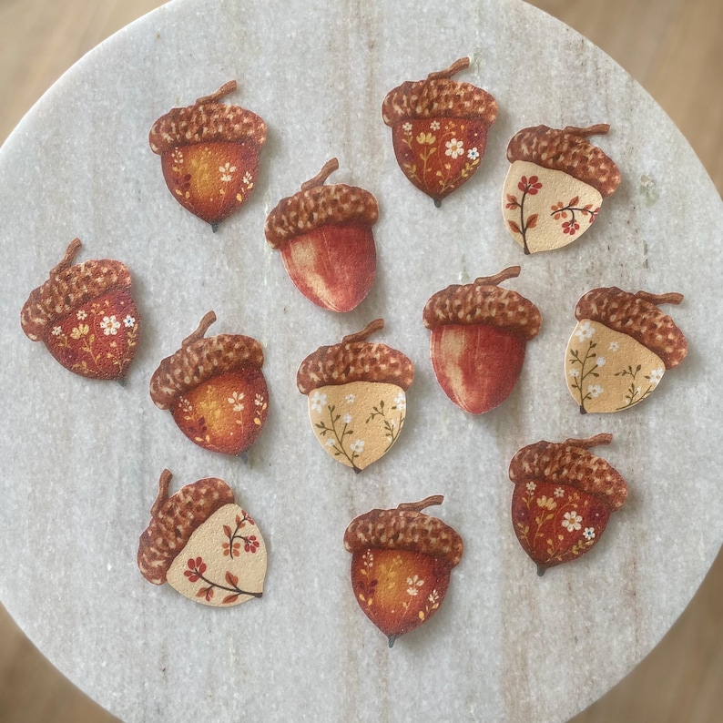 Floral Acorns - Custom Edible Wafer Paper - Etsy