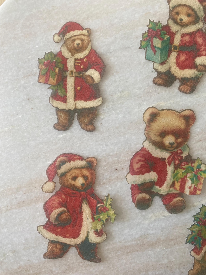 Vintage Santa Bears - Custom Edible Wafer Paper - Etsy