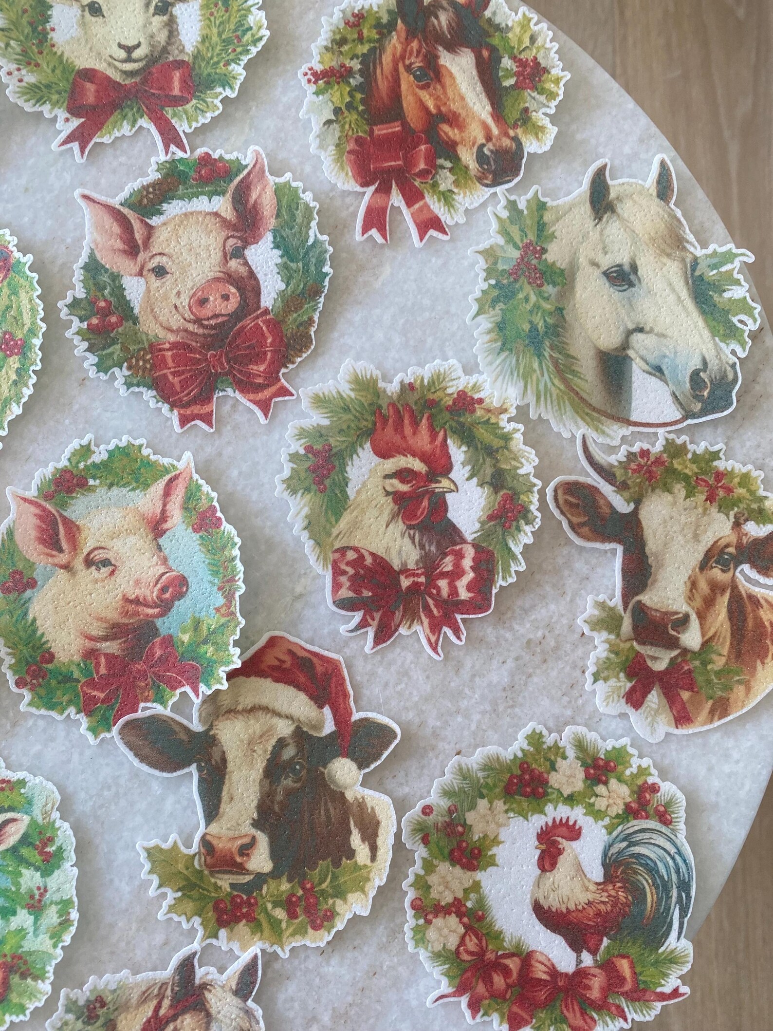 Vintage Christmas Farm Animals - Custom Edible Wafer Paper - Etsy