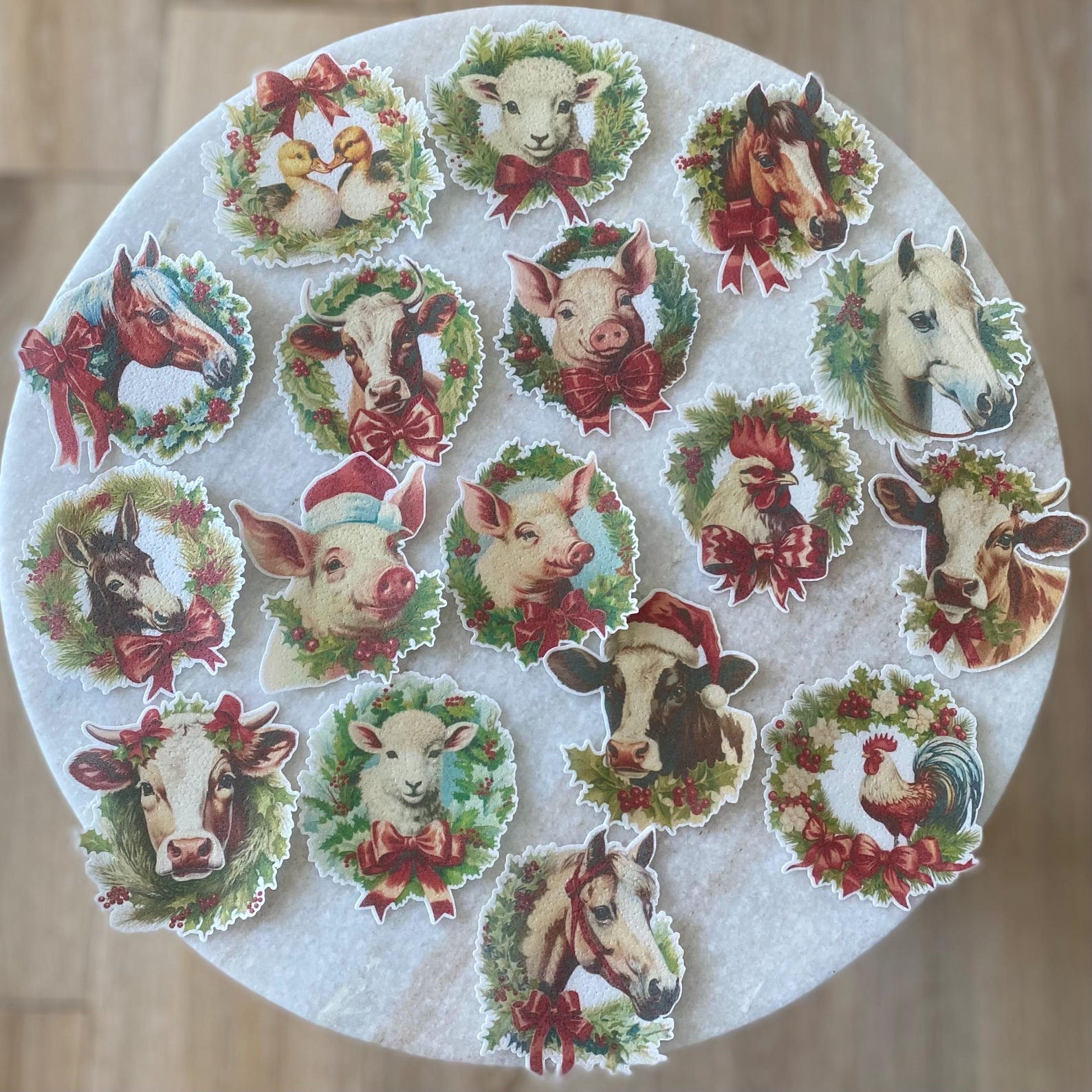 Vintage Christmas Farm Animals - Custom Edible Wafer Paper - Etsy