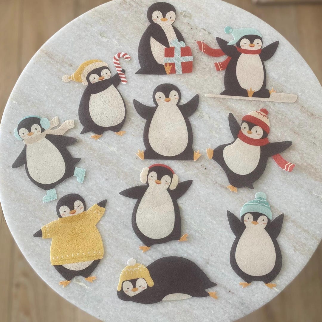 Cutie Penguins - Custom Edible Wafer Paper - Etsy