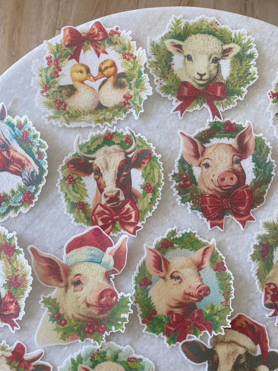 Vintage Christmas Farm Animals - Custom Edible Wafer Paper - Etsy