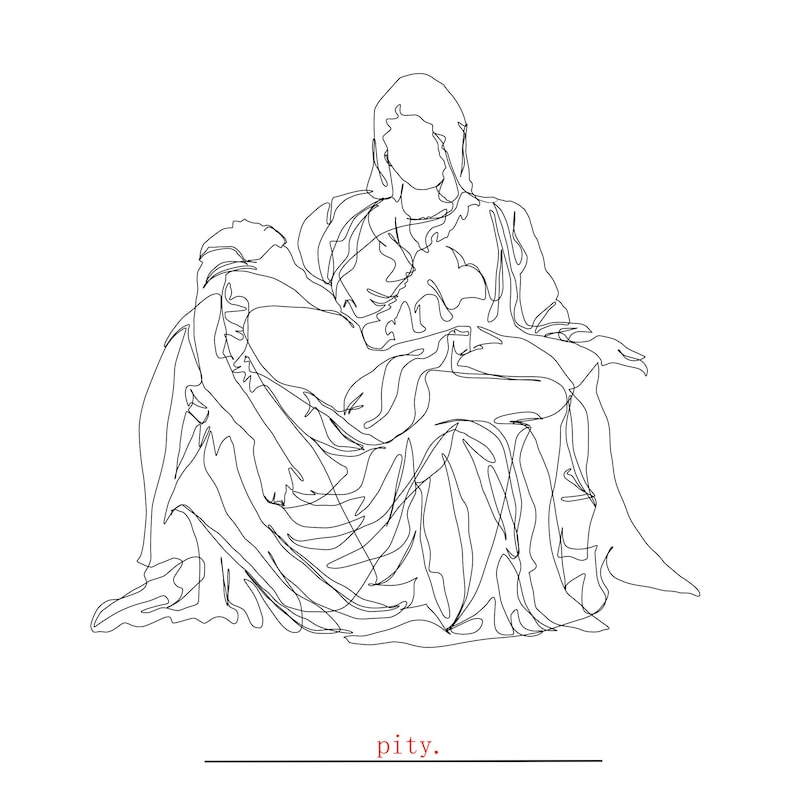 Pieta by Michelangelo Line Drawing - Etsy