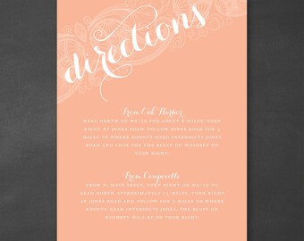 Printable OR Printed Wedding Direction Cards Purple Wedding Directions Inserts Purple Flower ...