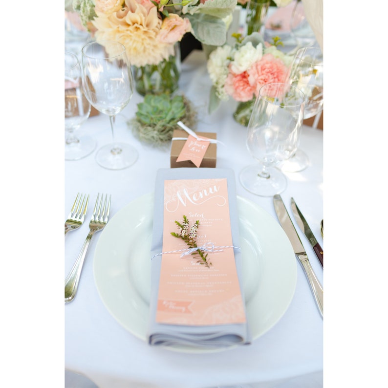 Customizable Peach Lace Wedding Menu {DIGITAL DOWNLOAD} - Etsy