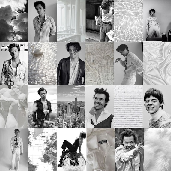 Harry Styles Collage Black And White