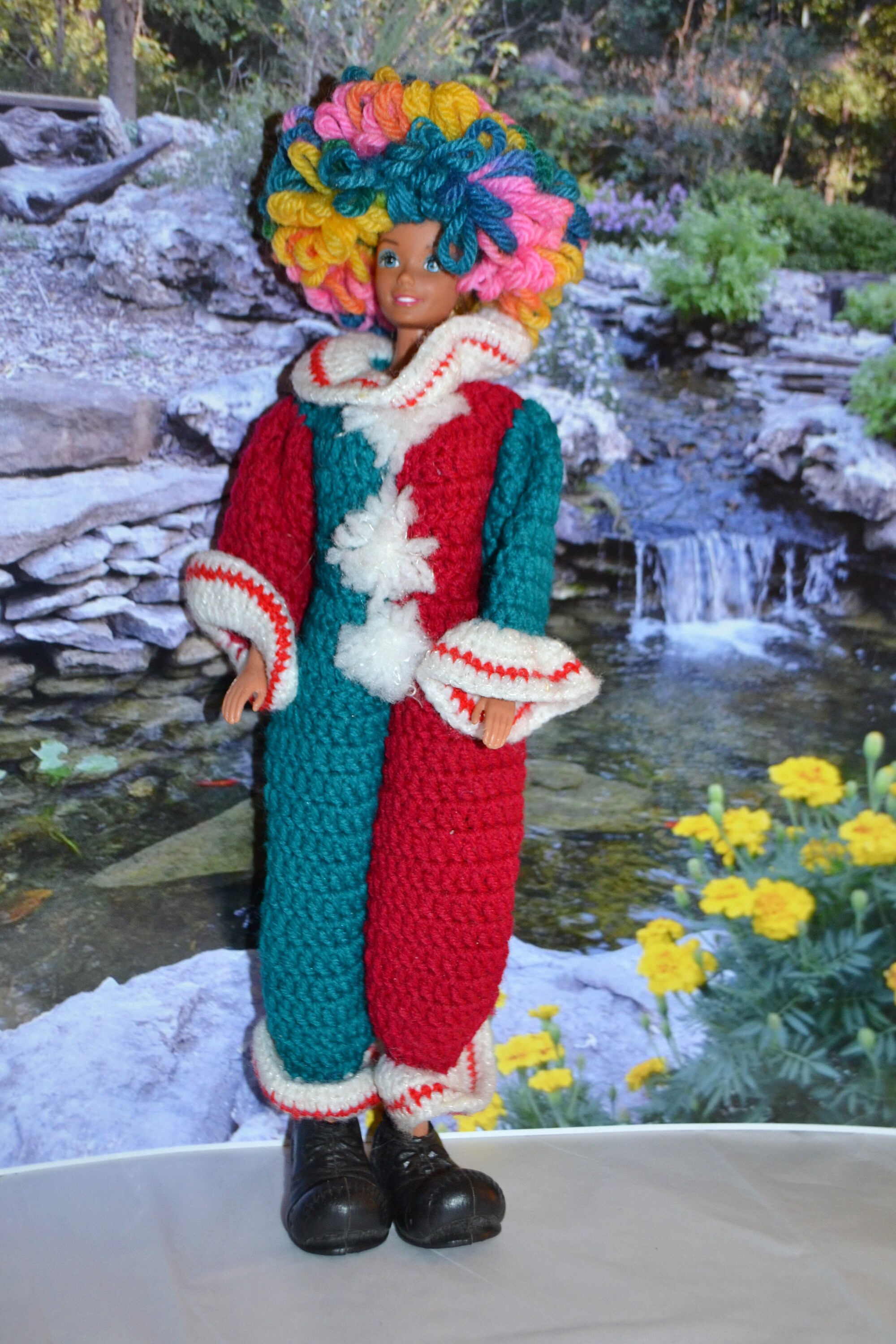 Clown Costume Crochet Pattern With Colorful Wig for Barbie and Other 11 ...
