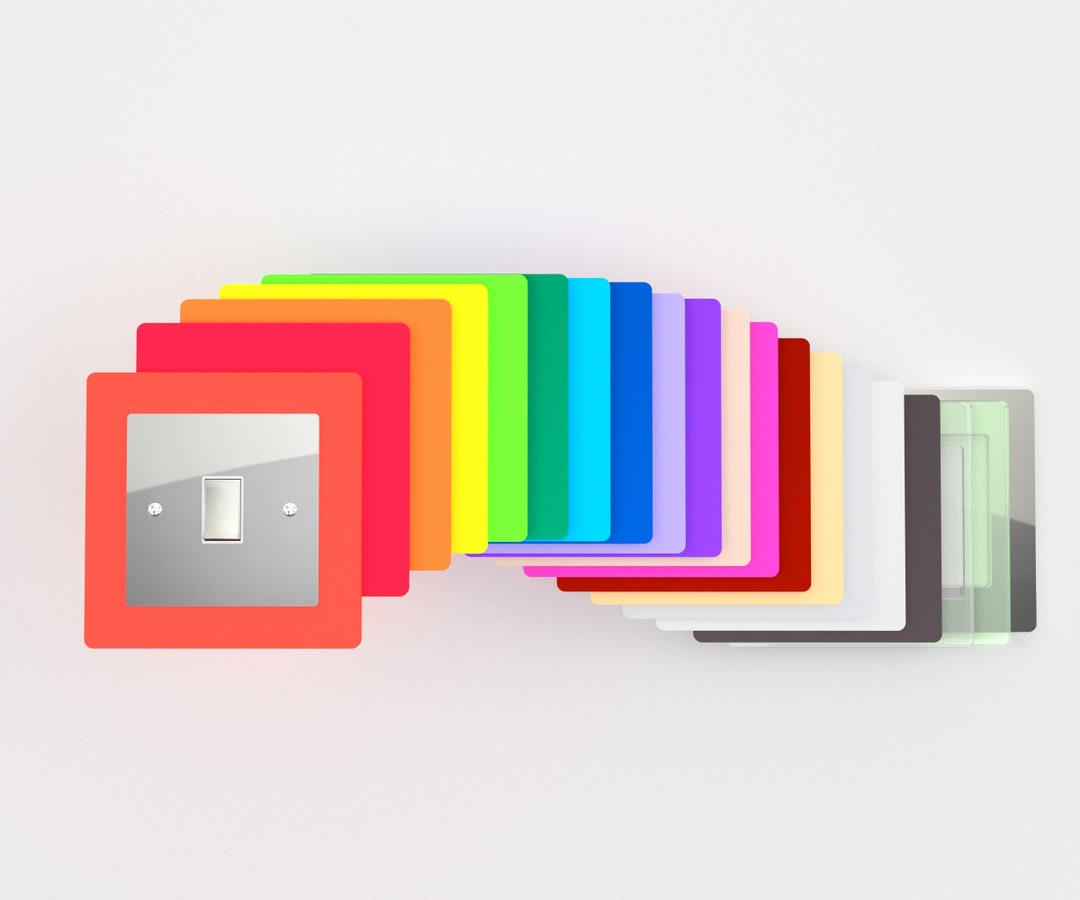 Single Light Switch Socket Coloured Acrylic Surround Finger Plate Cover ...